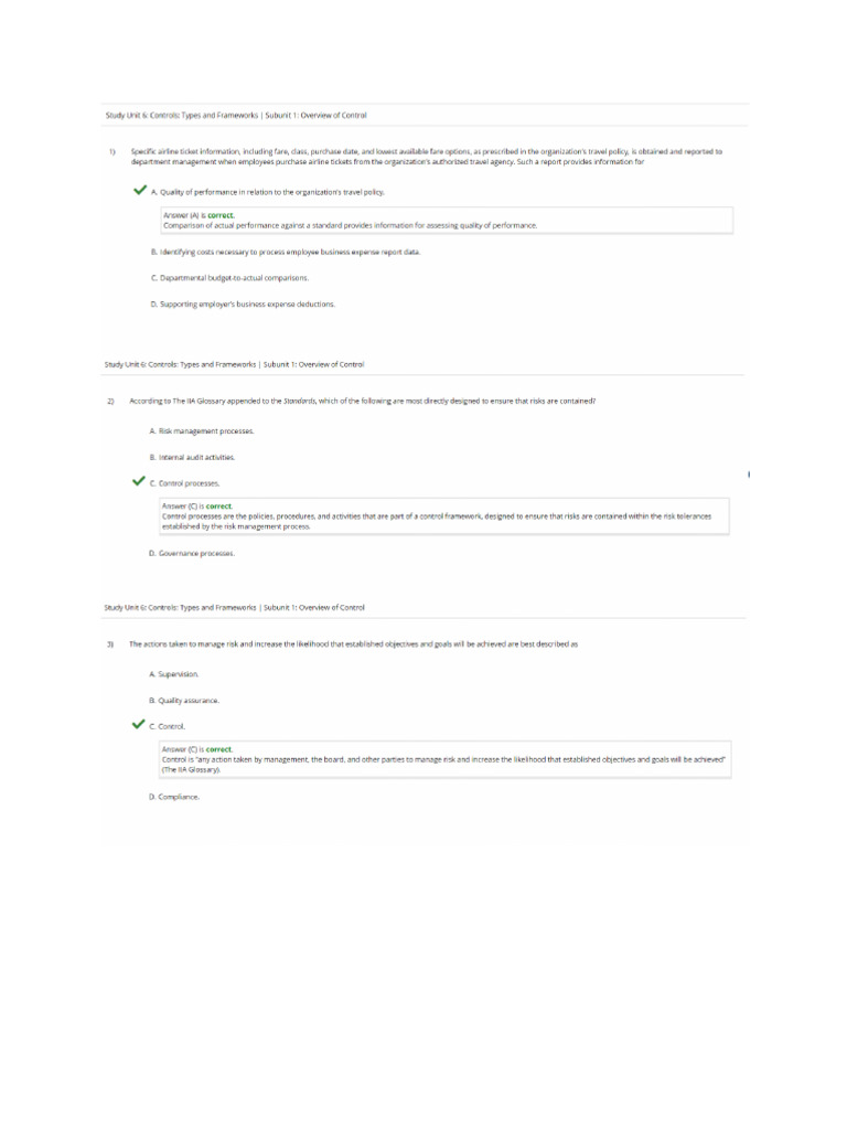 Study Unit 6 Controls Types and Frameworks | PDF