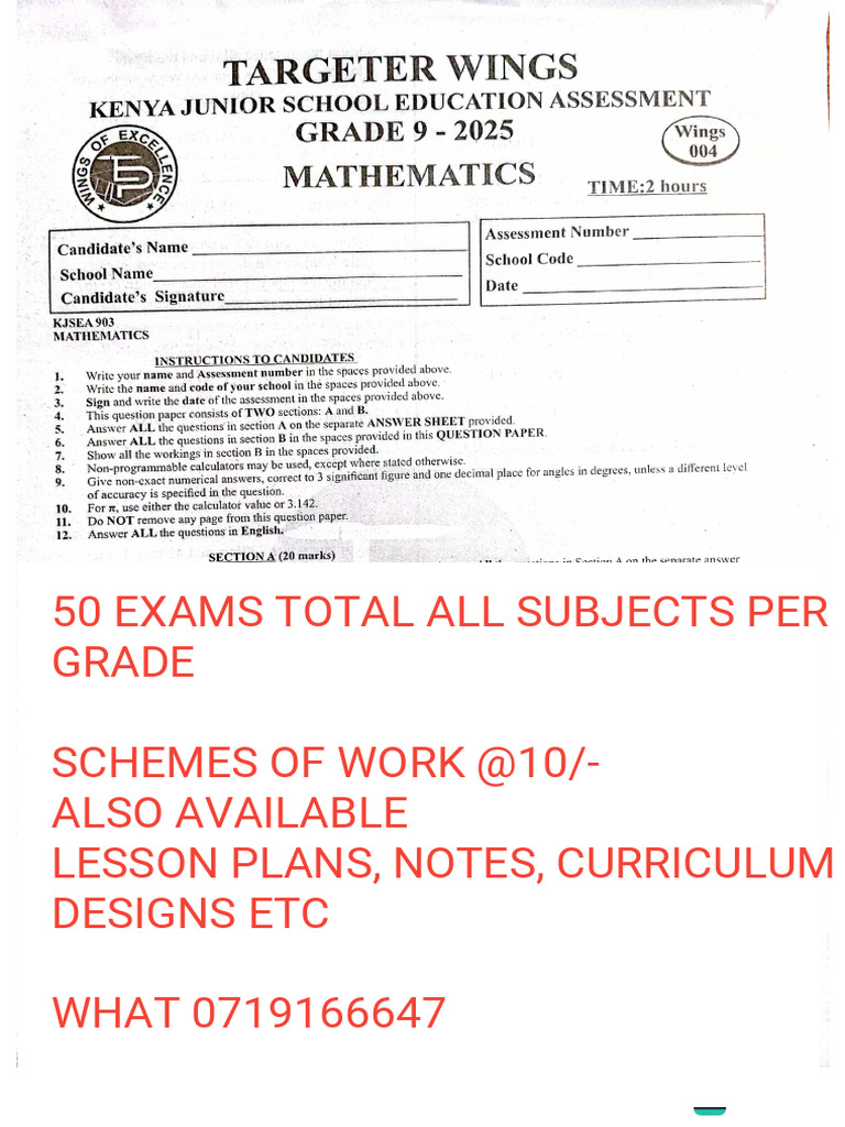 TARGETER WINGS 004 GRADE 9 MATHS 01 - Sign | PDF