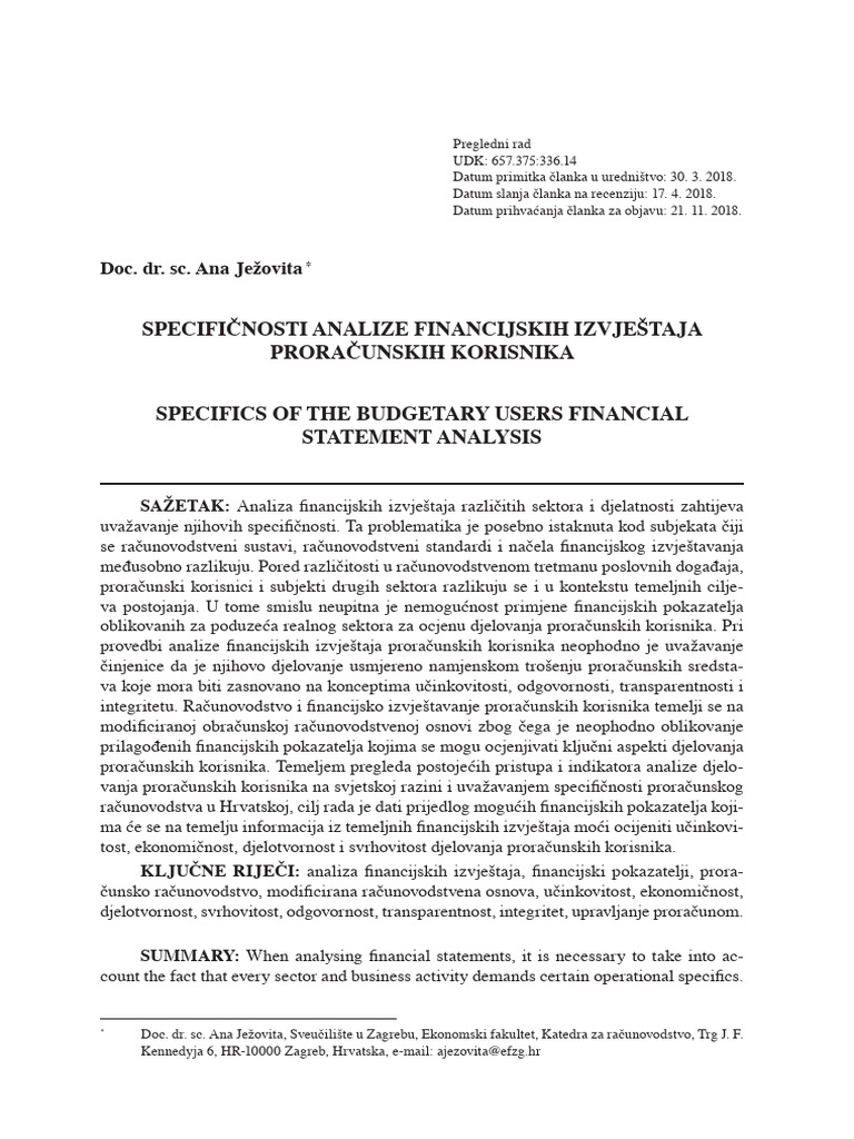 T4e-Specificnosti Analize Finansijskih Izvjestaja Proracunskih Korisnika | PDF