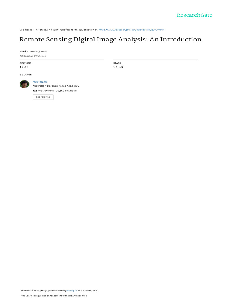 Remote Sensing Digital Image Analysis An Introduct | PDF | Matrix (Mathematics) | Algorithms