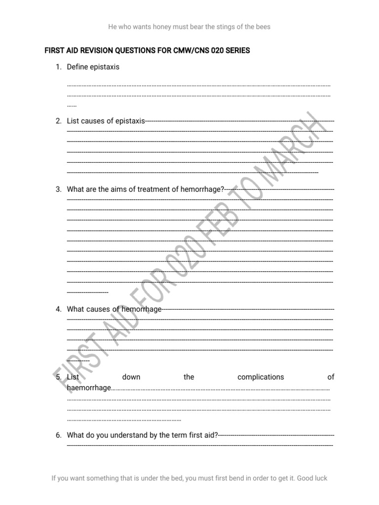 First Aid Questions-1 | PDF