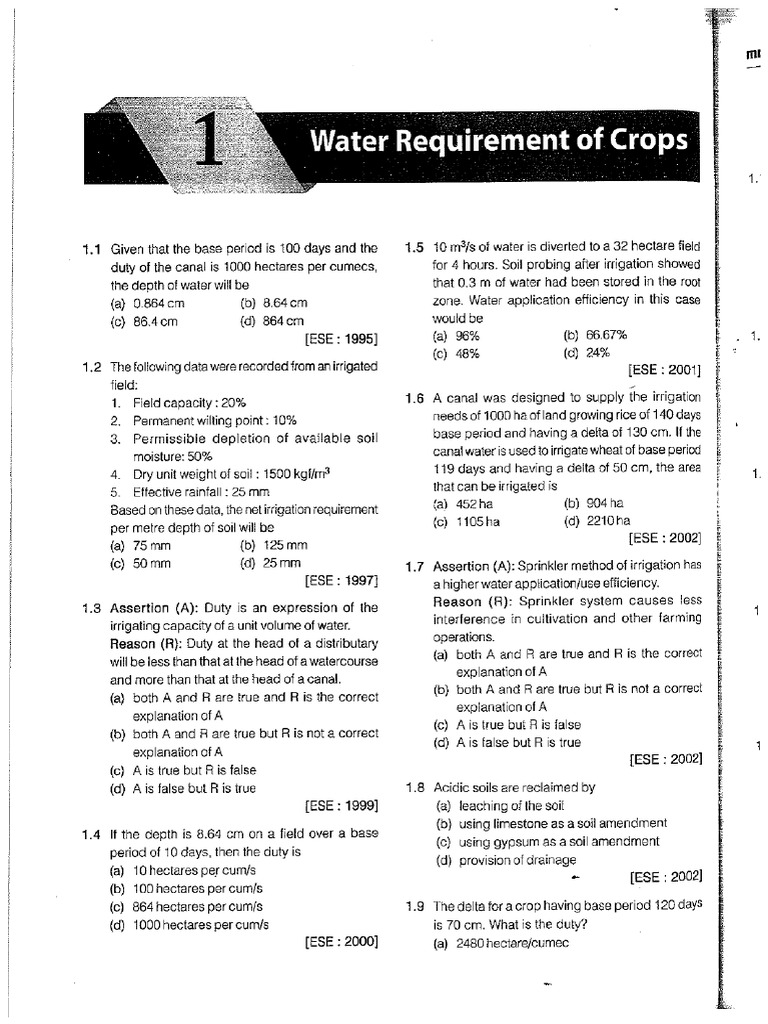 Crop Water Requirements Analysis | PDF | Irrigation | Soil
