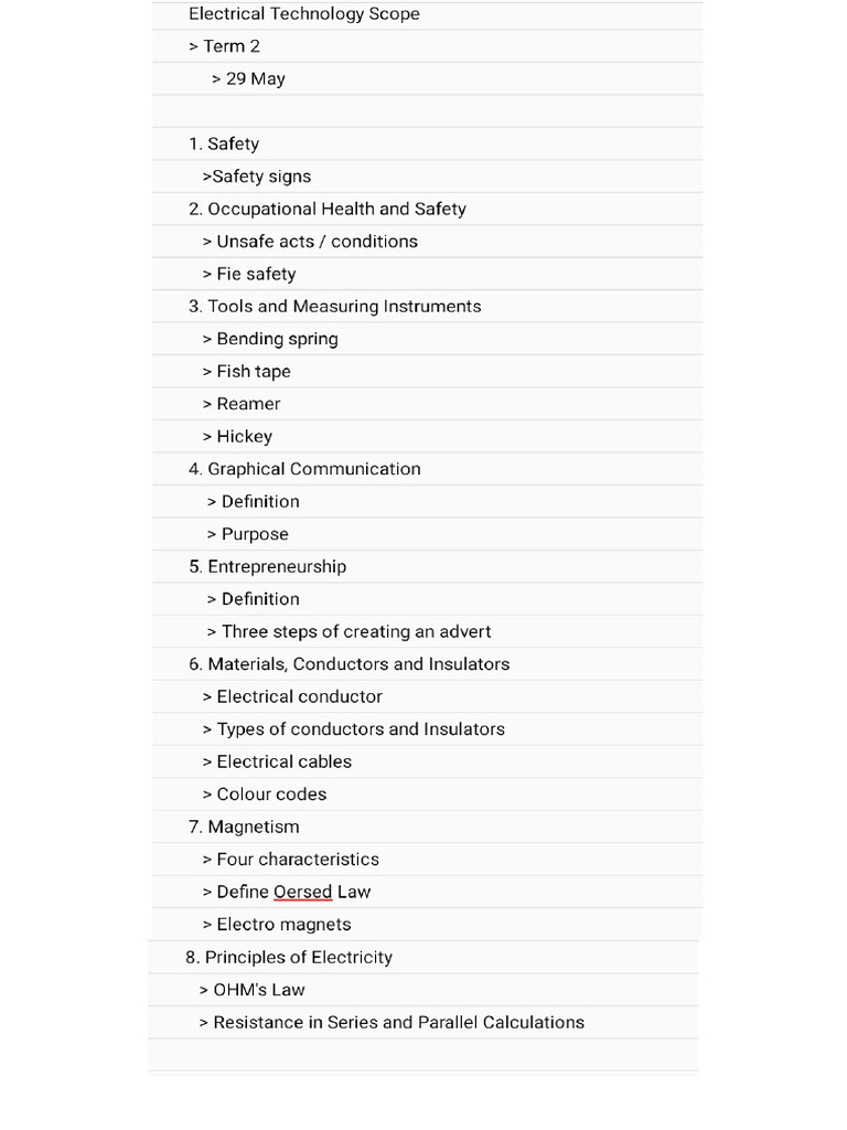 Electrical Technology Scope Term 2 29 May - 20250517 - 111354 - 0000 | PDF
