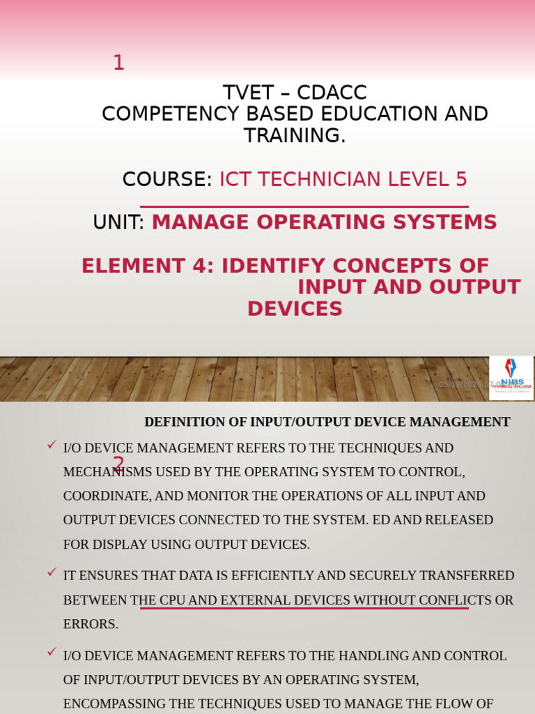 Element 4 Identify Concepts of Input and Output Devices Management | PDF | Input/Output ...