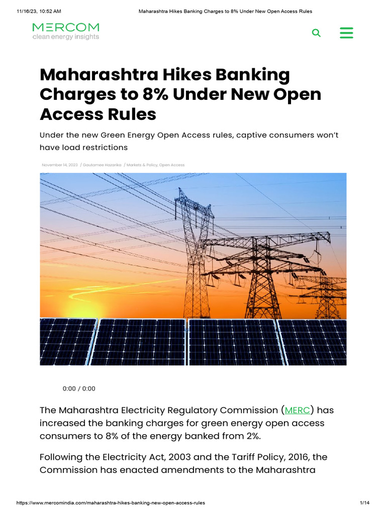 Maharashtra Increases Solar Banking Charges | PDF | Solar Power ...
