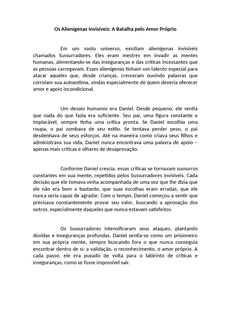 Os Alienígenas Invisíveis - A Batalha Pelo Amor Próprio | PDF | Amor ...