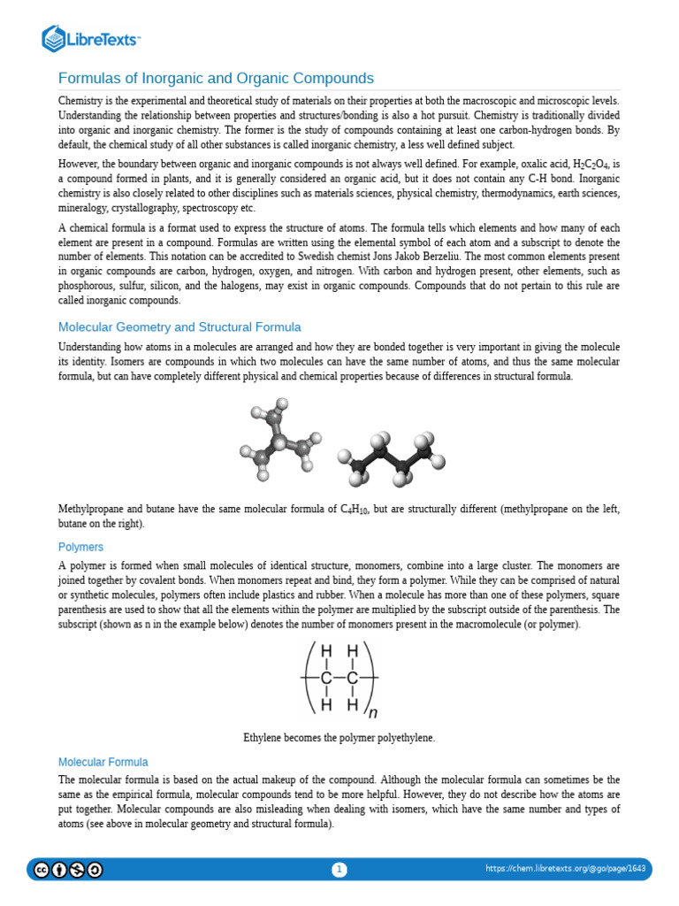 Formulas of Inorganic and Organic Compounds | PDF | Ion | Chemical ...