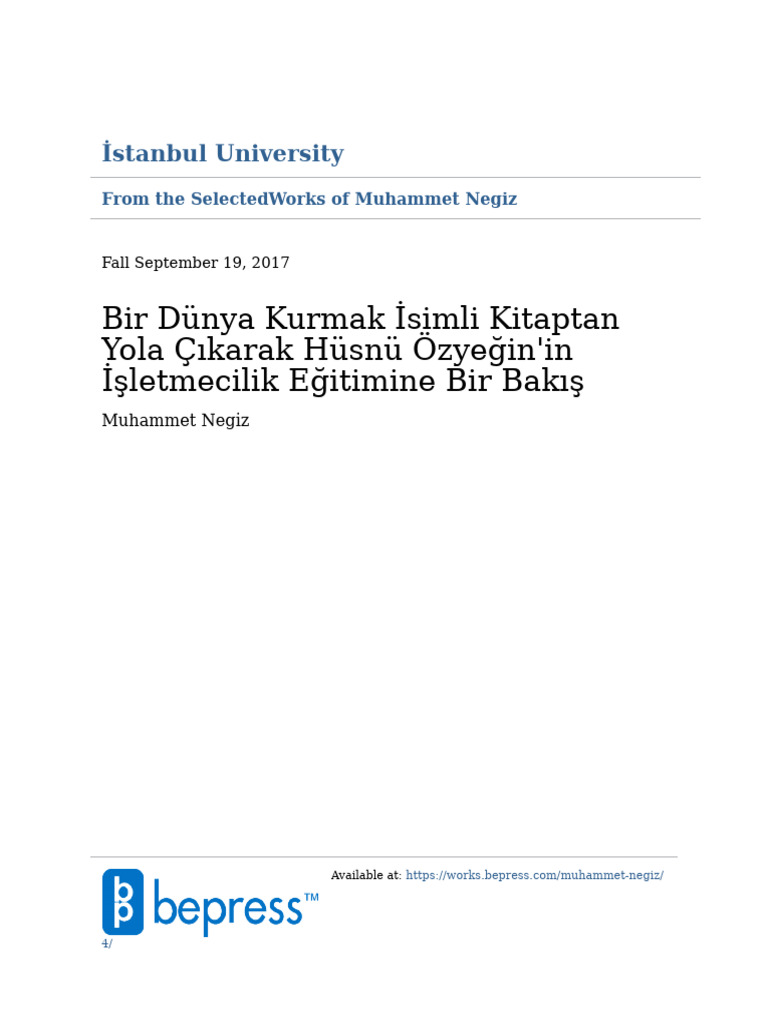 Bir Dunya Kurmak Isimli Kitaptan Yola Ci | PDF