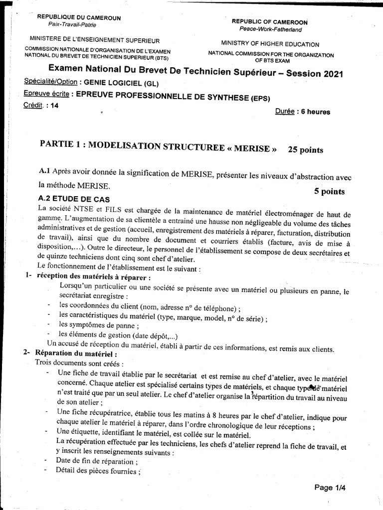 Epreuves Bts Gl 2021 | PDF