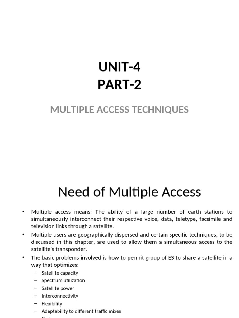 Unit-4-Multiple Access Techniques | PDF | Channel Access Method | Multiplexing