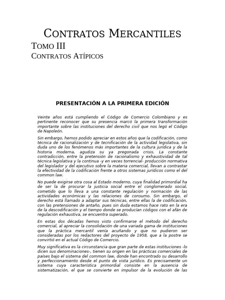 Libro Contratos Mercantiles Atípicos III Jaime Arrubla | PDF | Justicia | Crimen y violencia