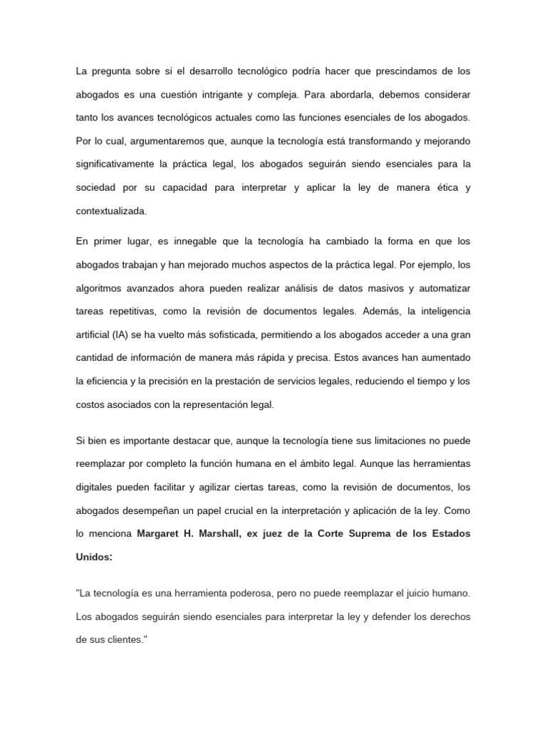 La Irremplazable Función del Abogado | PDF | Inteligencia artificial ...