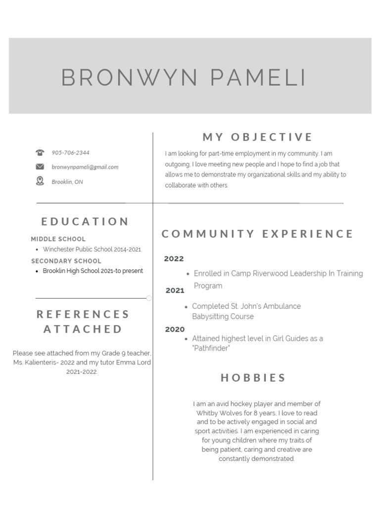 Grey Clean CV Resume Photo | PDF
