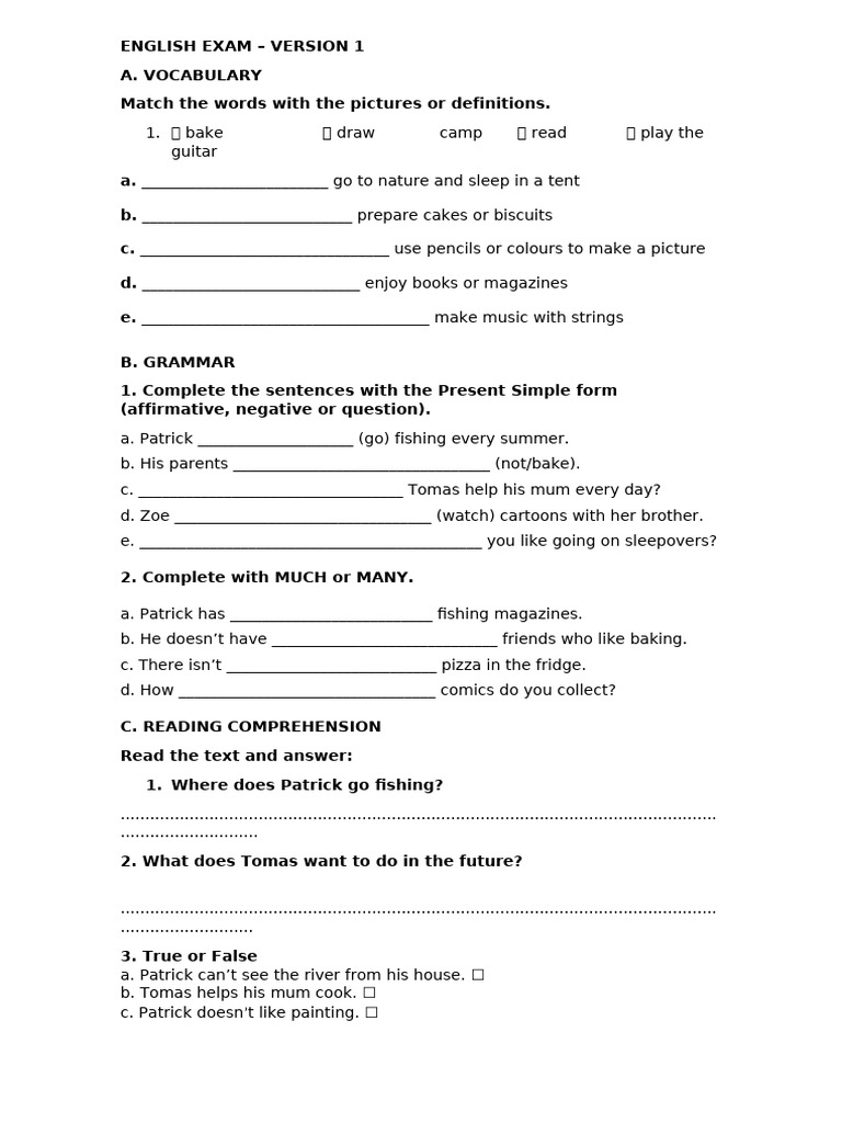 Prueba de Ingles Practico 1 | PDF | Bakery | English Language