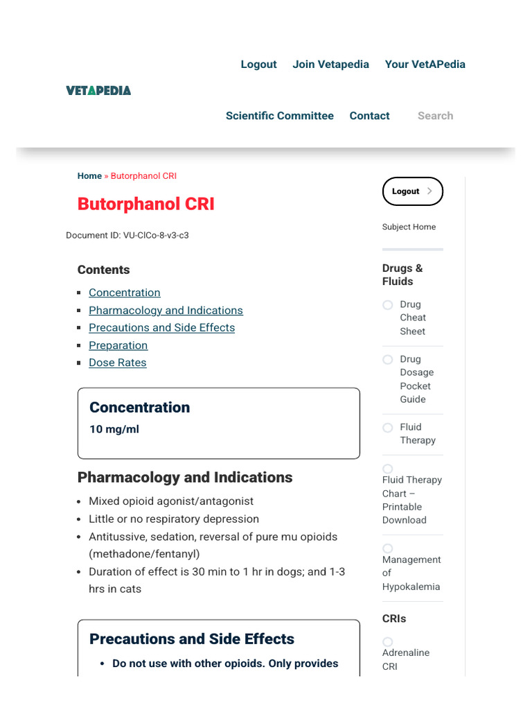 Butorphanol CRI - VetAPedia | PDF | Fentanyl | Opioid