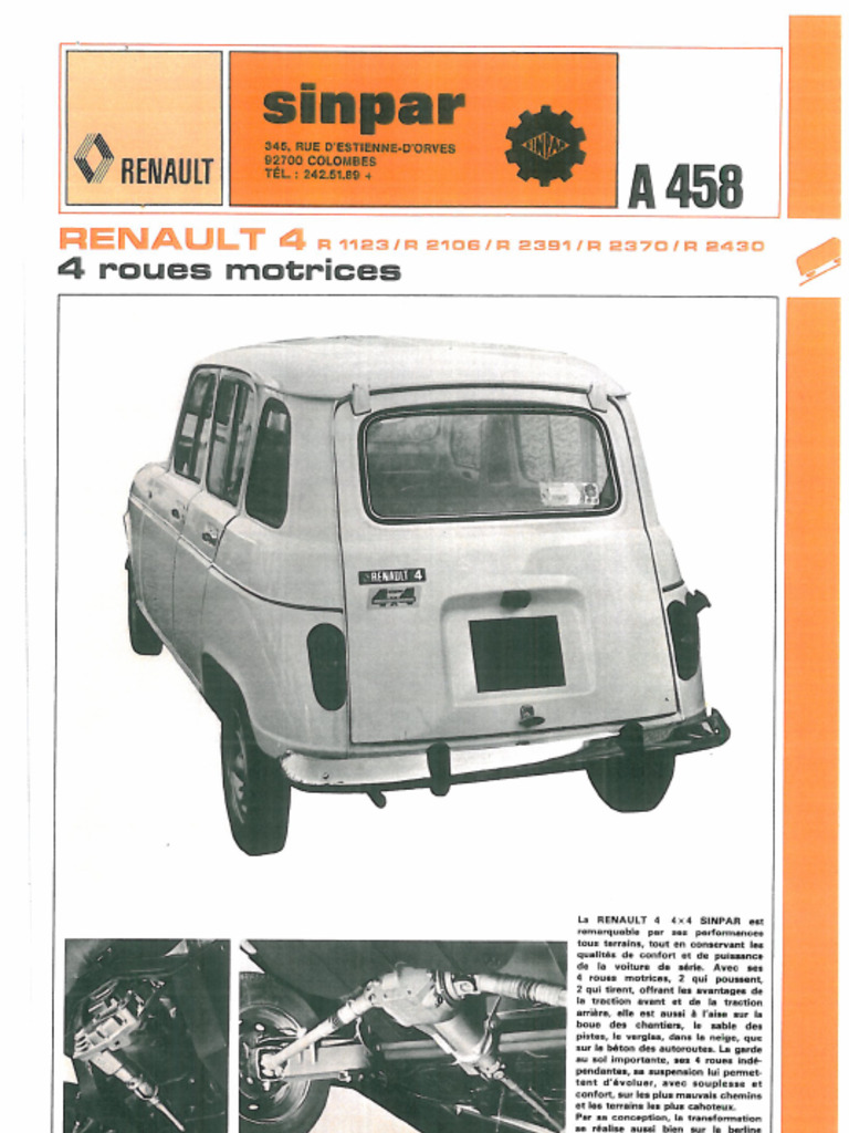 Renault 4 Sinpar Accord Technique A458 | PDF
