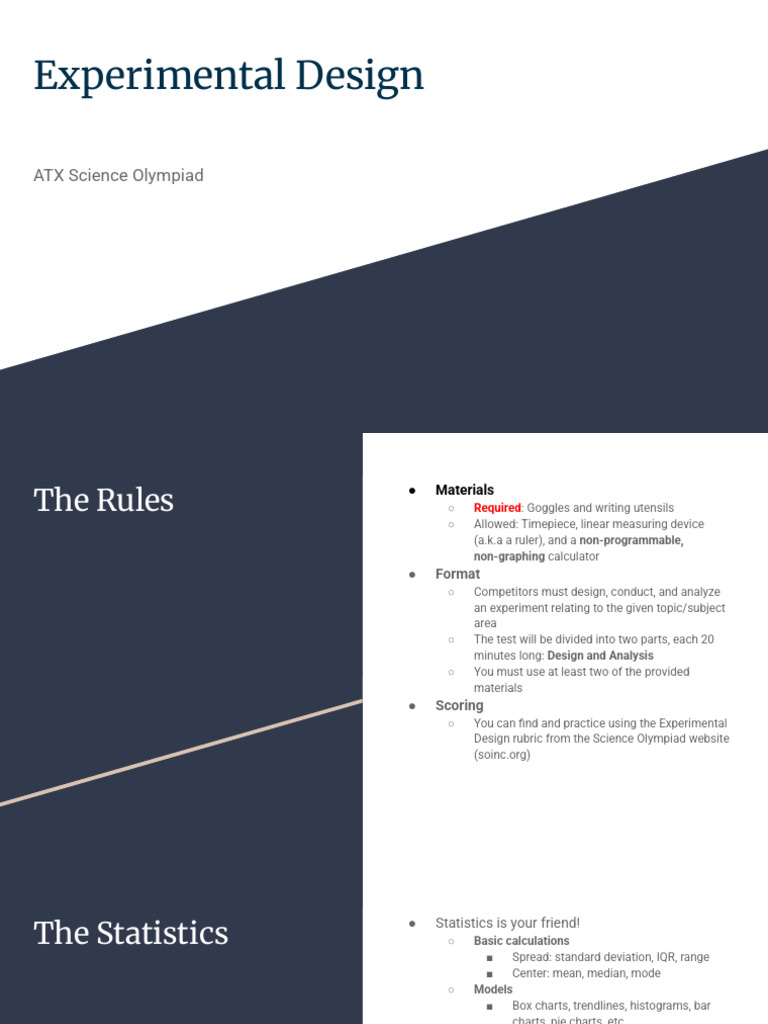 Science Olympiad Experimental Design Guide | PDF | Experiment | Statistics