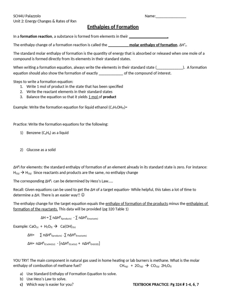 Enthalpy of Formation Guide for Chemistry | PDF | Enthalpy | Unit Processes