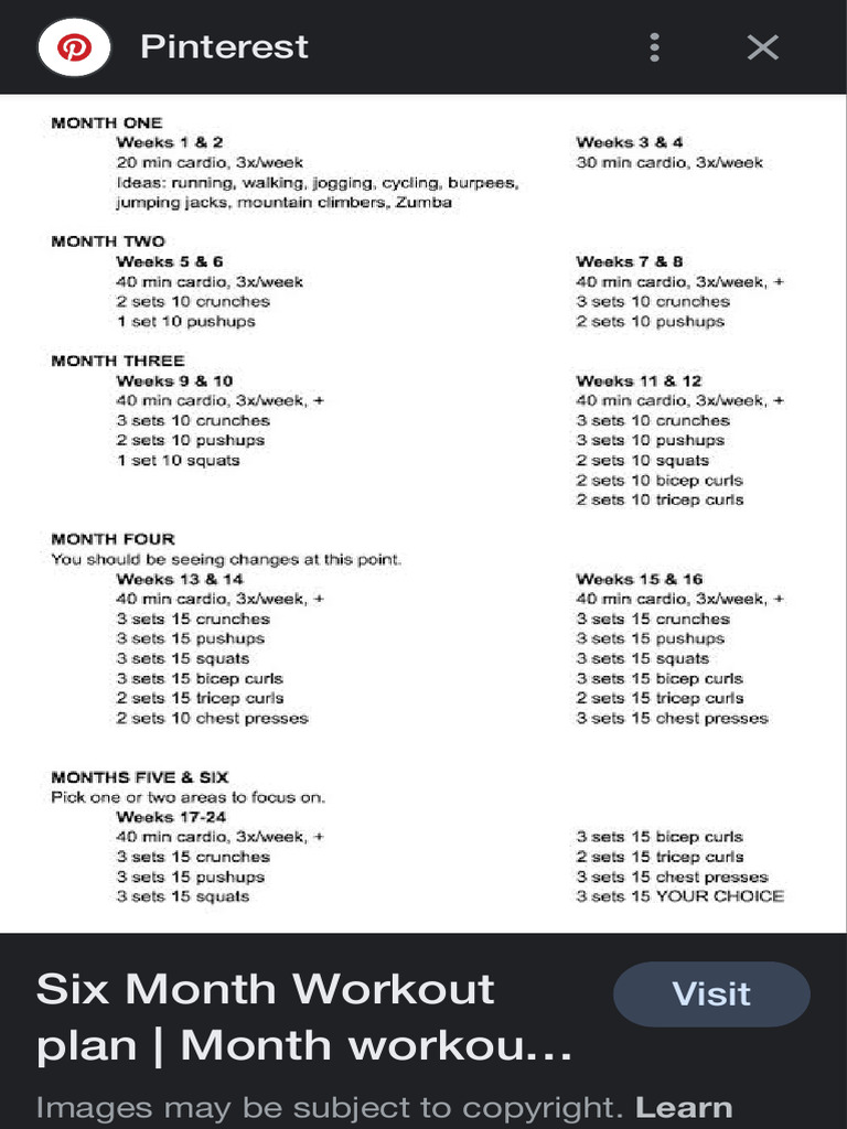 6 Months Fitness Program | PDF