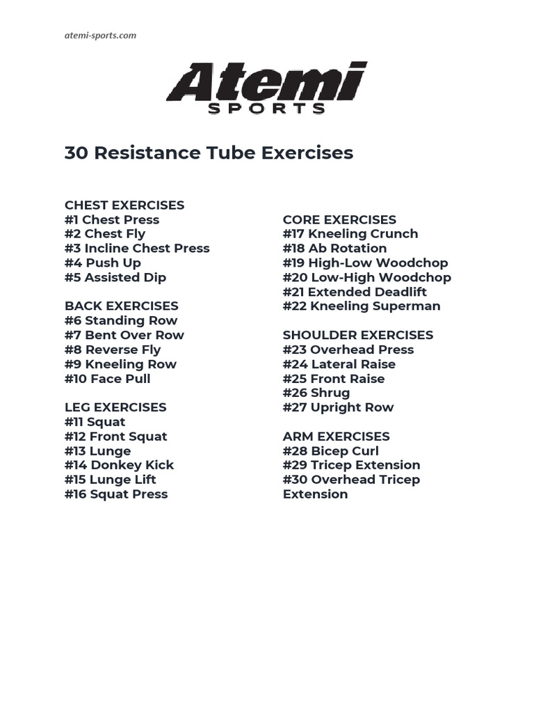 30 Resistance Tube Exercises Guide | PDF | Musculoskeletal System
