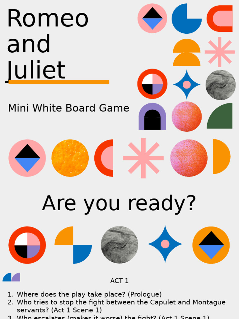 Romeo and Juliet Game Quiz Questions | PDF | Characters In Romeo And ...