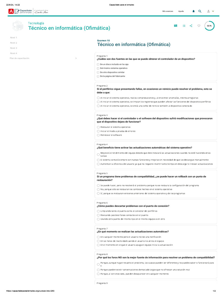 Capacítate para El Empleo Nivel 3 Examen 1 | PDF | Sistema operativo ...