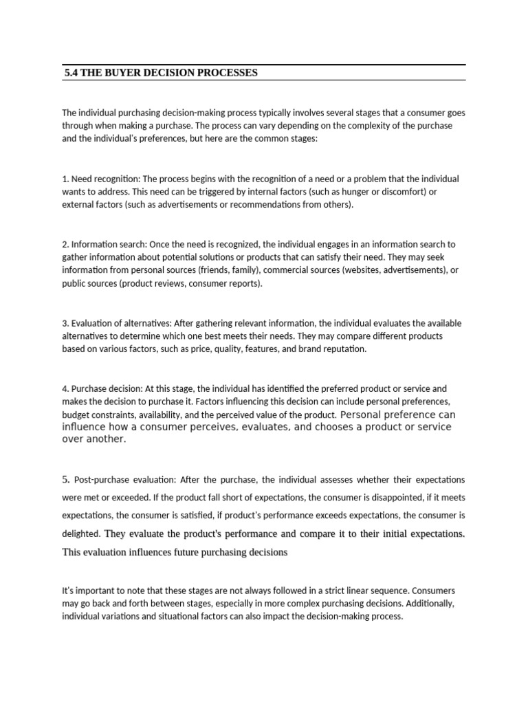 5.4 The Buyer Decision Processes | PDF