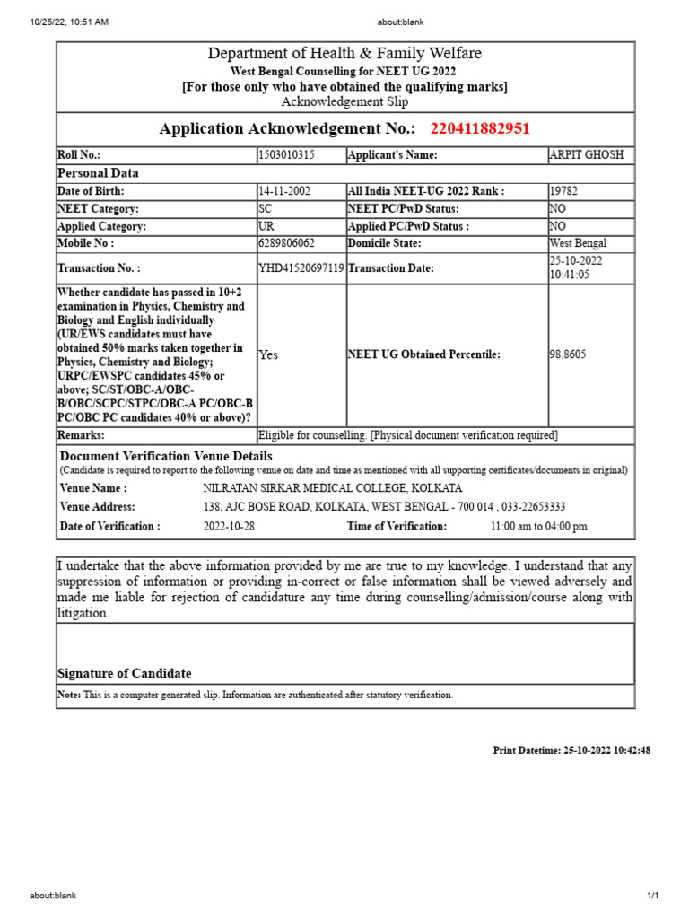 Acknowledgement Slip | PDF