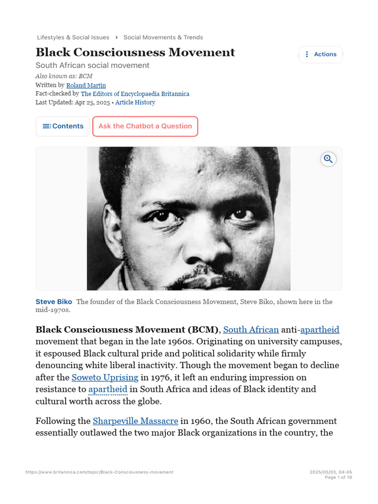 Black Consciousness Movement (BCM) - Steve Biko, Anti-Apartheid, Aims ...