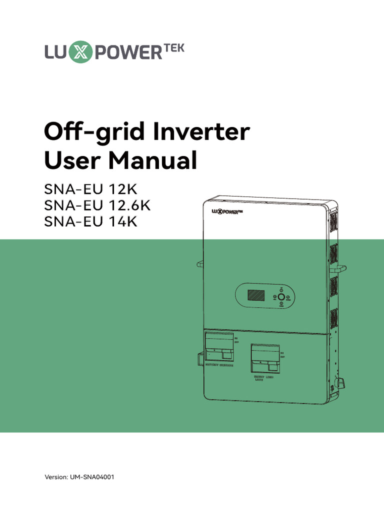 SNA 12 14K User Manual 2025.2.26 | PDF | Power Inverter | Electric Generator