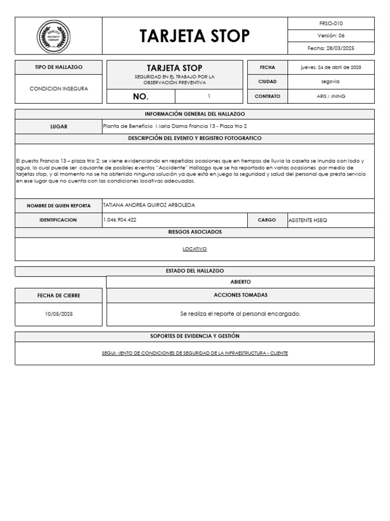 FRSO-010 Tarjeta STOP - FRANCIA 13 - PLAZA TRIO 2 | PDF