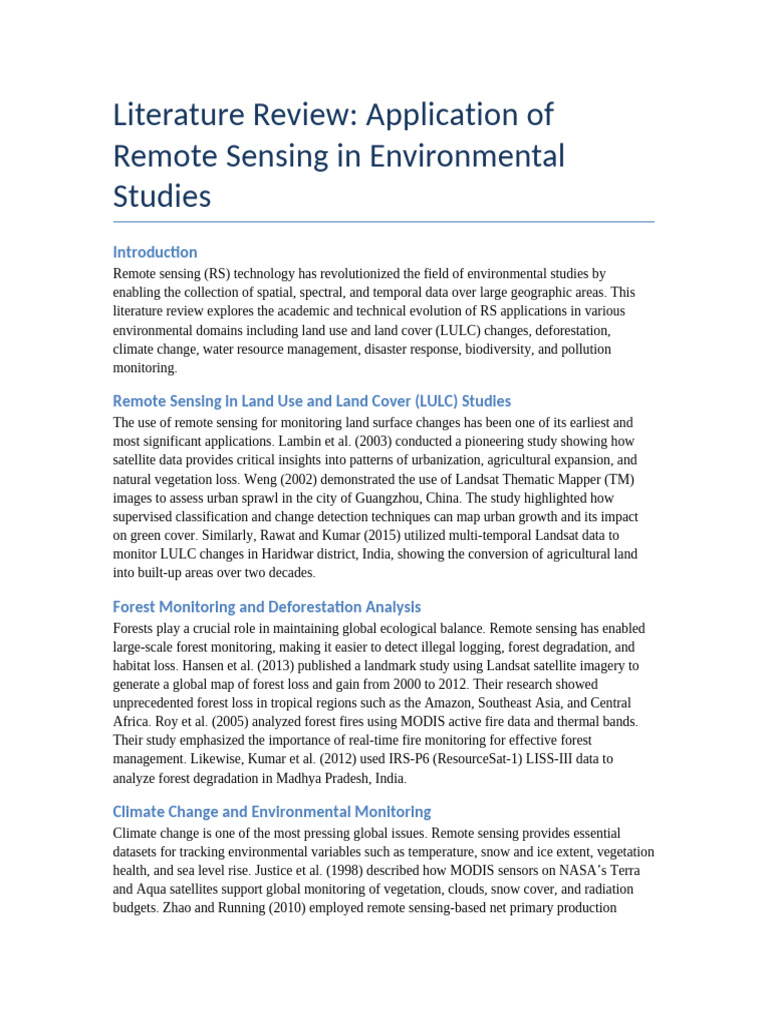 Literature_Review_Remote_Sensing_Environmental_Studies | PDF | Remote ...