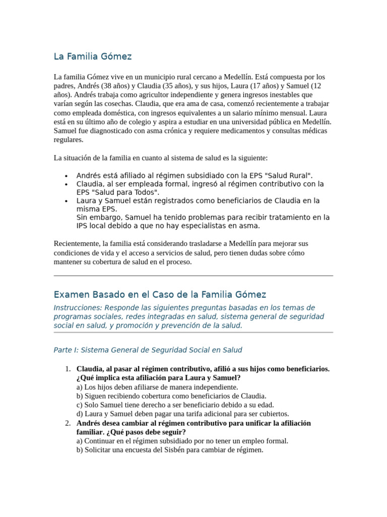 Caso de La Familia Ramírez | PDF | Cuidado de la salud