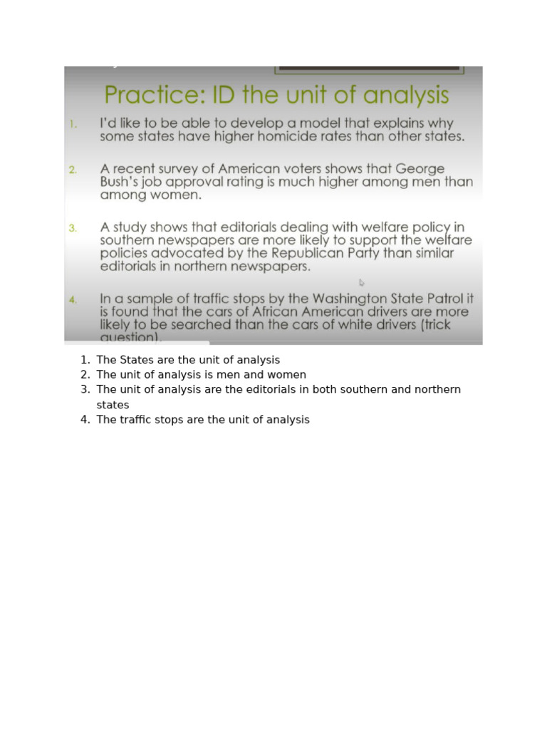 Unit of Analysis | PDF