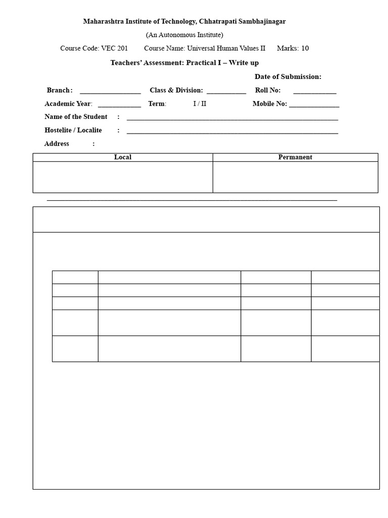 UHV II Practical I 2024-25 Term II | PDF | Social Psychology | Cognition