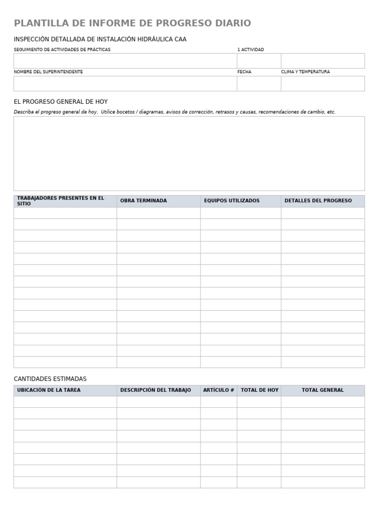 IC Daily Project Progress Report 27293 - ES | PDF