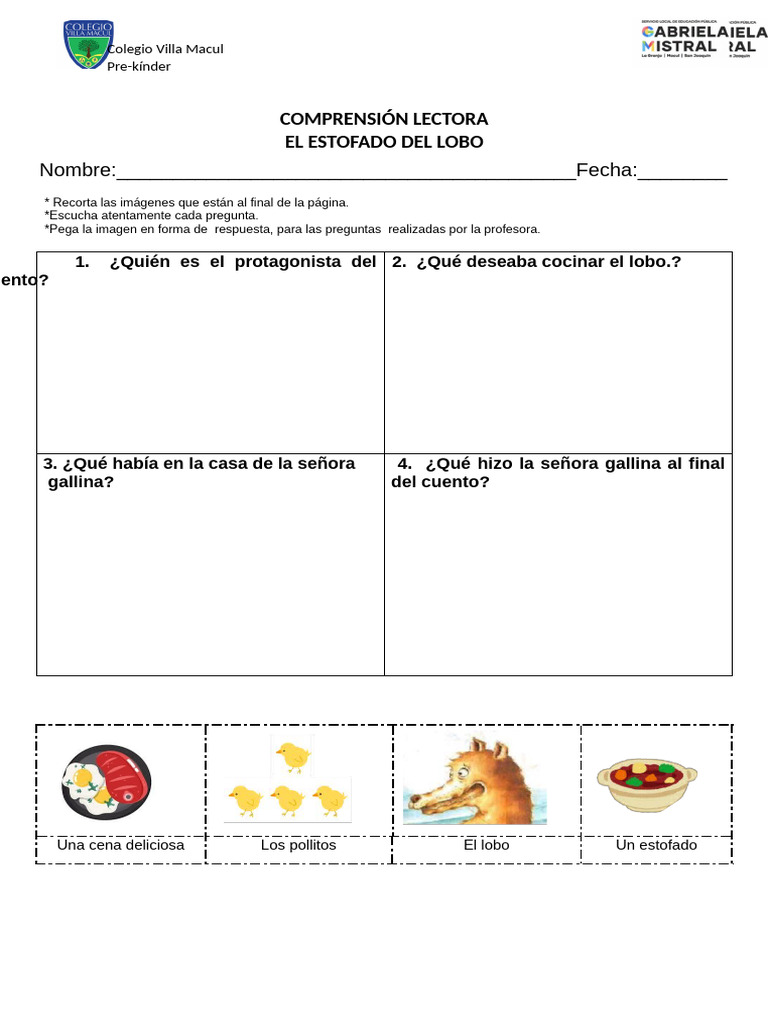 Comprensión El Estofado Del Lobo | PDF