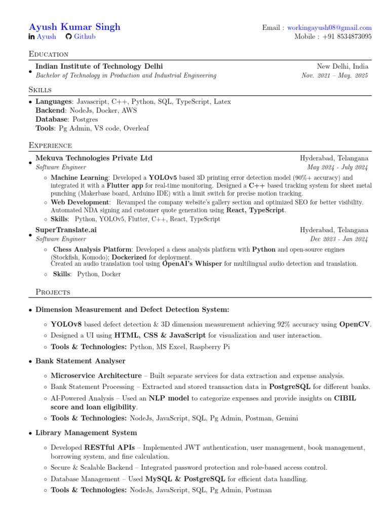 Ayush Software Engineer | PDF | Postgre Sql | Databases