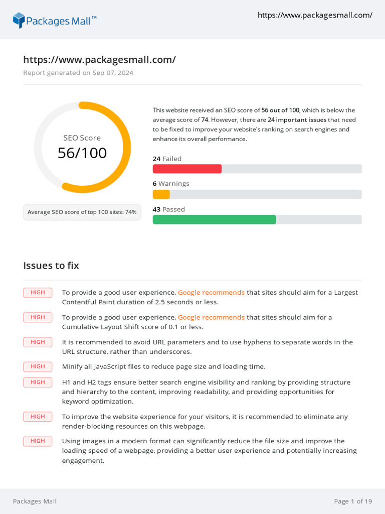 SEO Analysis for Packages Mall Website | PDF | Public Key Certificate ...