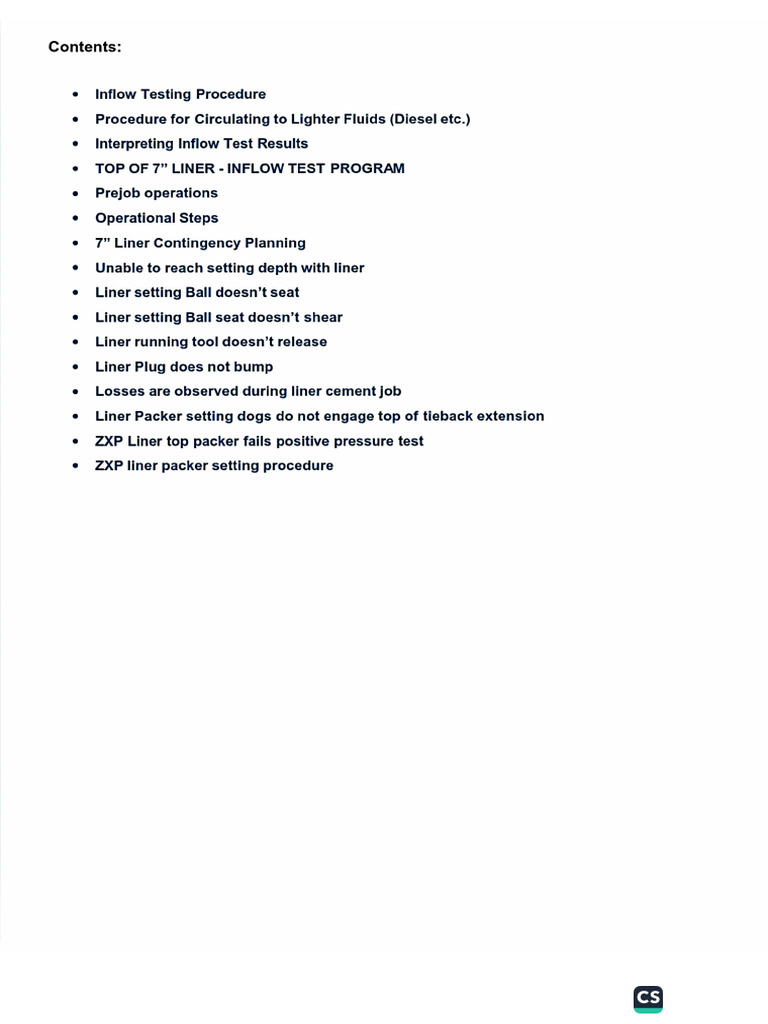Liner TesTing and CemenTing | PDF