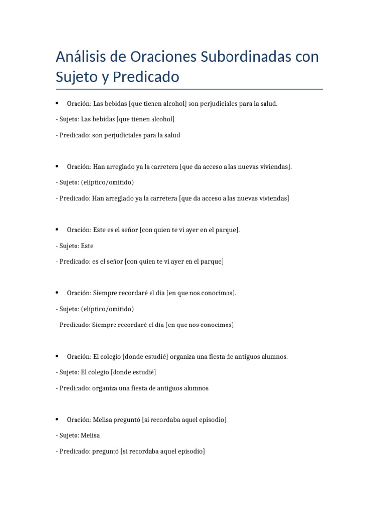Oraciones Con Sujeto y Predicado | PDF