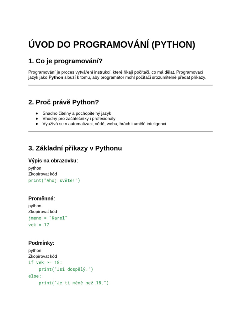 Úvod Do Programování (Python) | PDF