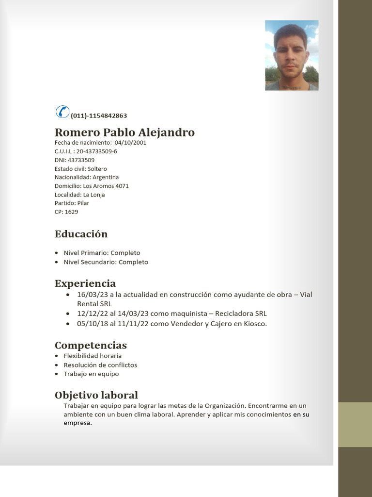 curriculum pablo romero 2 | PDF