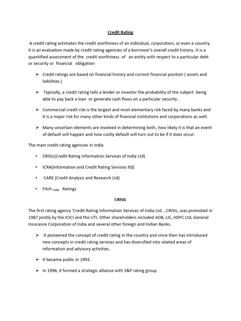 Credit Rating | PDF | Credit Rating | Finance & Money Management