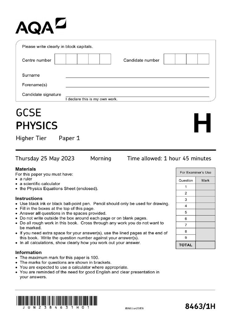 Physics Paper 1 GCSE 2023 | PDF