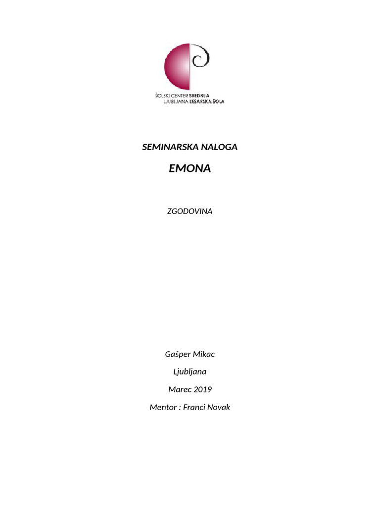 Seminarska Naloga Emona | PDF