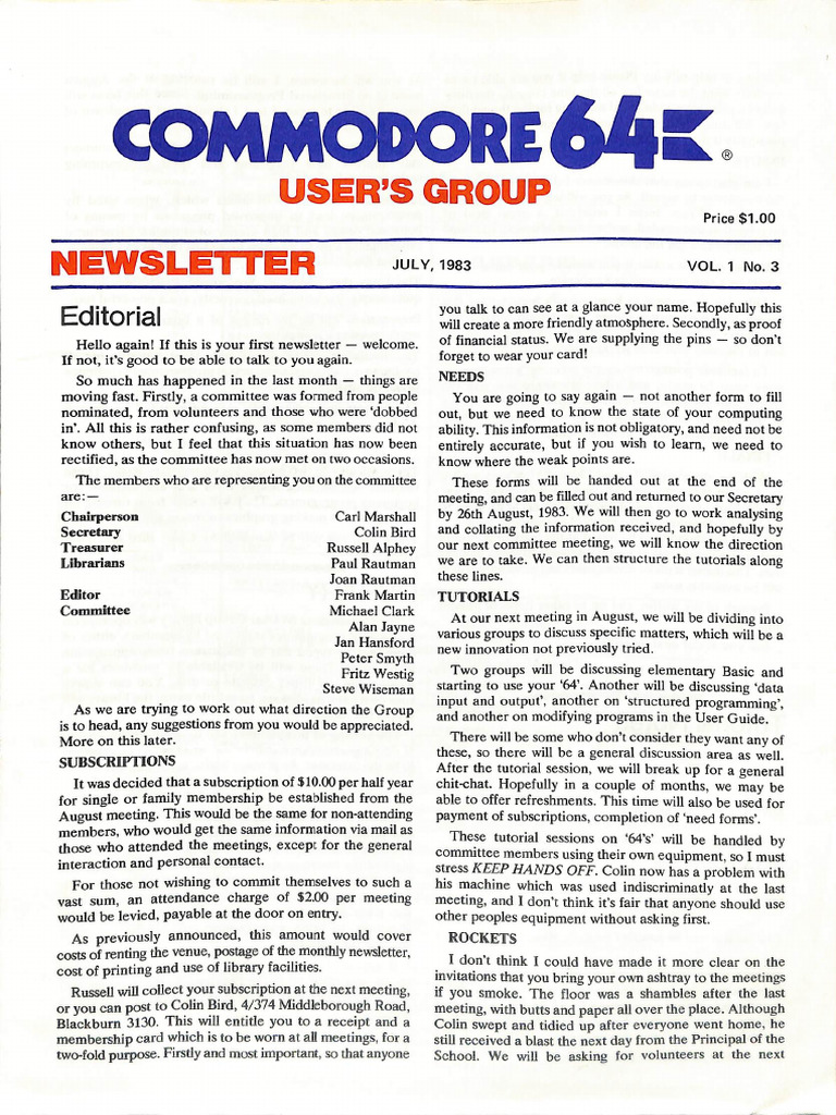 Commodore 64 Users Group - Vol 1 No 3 | PDF