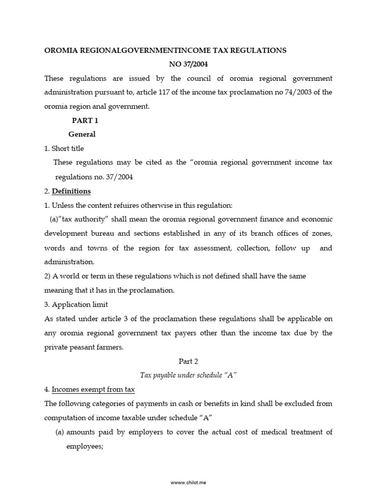 Oromia Income Tax Regulations Overview | PDF | Tax Deduction | Taxes