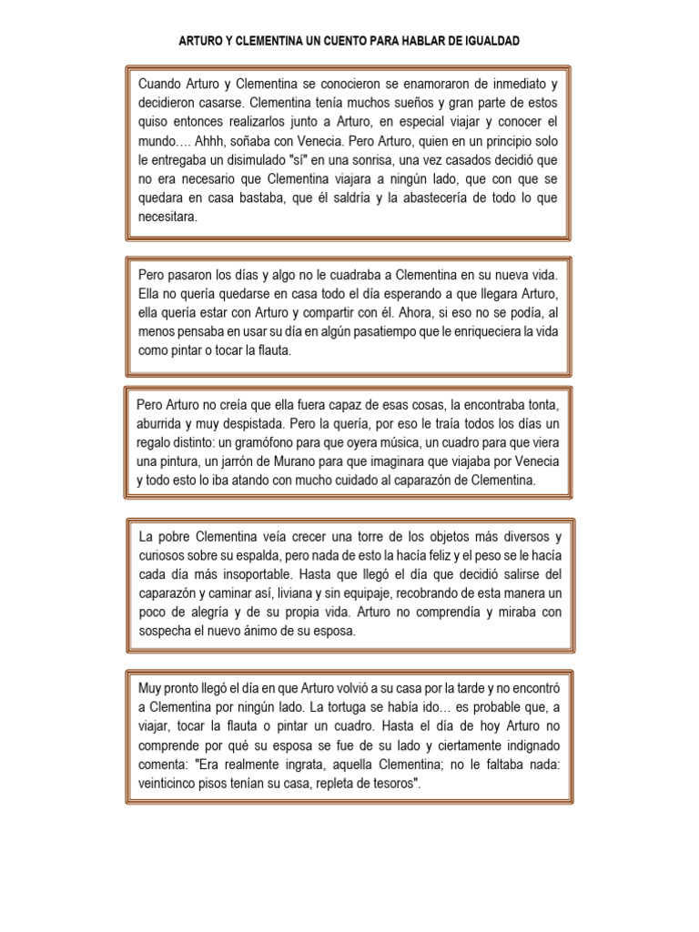ARTURO Y CLEMENTINA UN CUENTO PARA HABLAR DE IGUALDAD | PDF