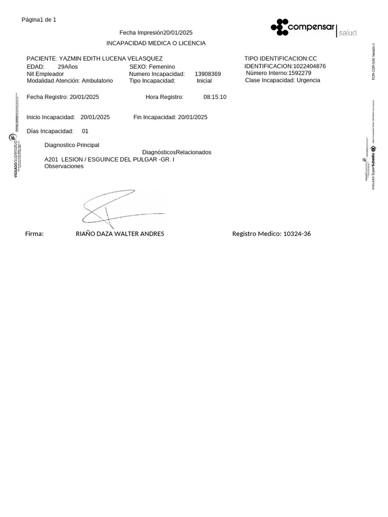 INCAPACIDAD Compensar | PDF